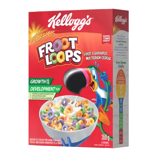 Kellogg's Froot Loops Fruit Flavoured Multigrain Cereal 350g Kellogg's Froot Loops Fruit Flavoured Multigrain Cereal 350g