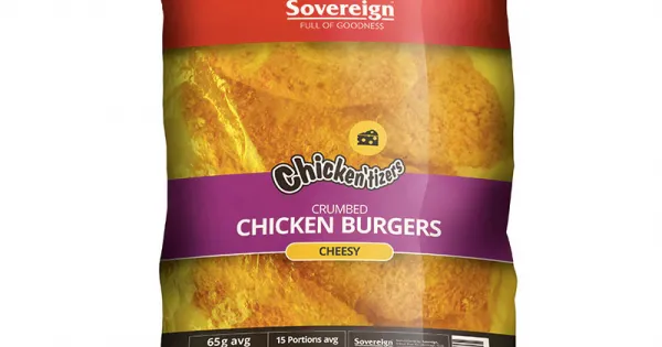 Sovereign Foods Chicken'tizers Crumbed Cheesy Chicken Burgers 975g