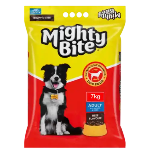 Mighty Bite Beef Flavoured Adult Dog Food 7kg