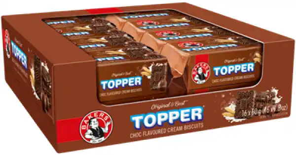 Bakers Topper Chocolate Flavoured Cream Biscuits 16x50g